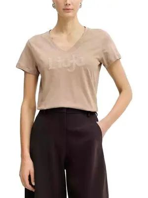 Liu Jo V-neck Logo T-shirt - Neutrals