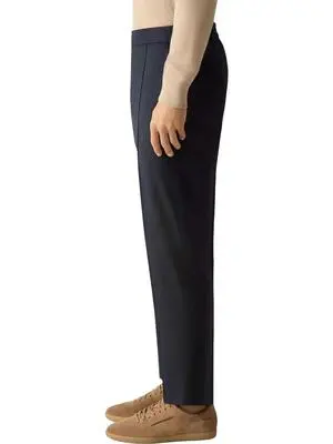 Zegna Navy Wool, Silk And Cashmere Pants - Blue