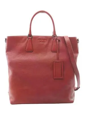 Prada 2000s Leather Tote Bag - Red