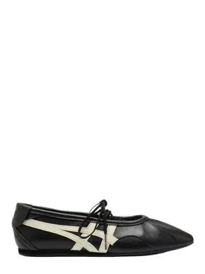 Onitsuka Tiger Onitsuka Tiger Leather Lace-Up Ballerina Flats Black