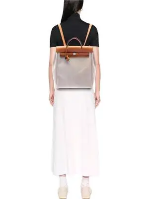 Hermès 2004 Toile Herbag Gm Backpack - Neutrals