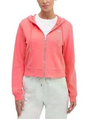 Dkny Drawstring Zip-up Hoodie - Pink