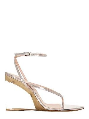 Alaïa Wedge Thong Sandal - Blush & Argent