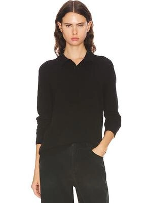 THE ROW Pashi Cashmere Polo Sweater - Black