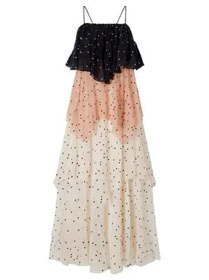 Aje Songstress Polka-dot Organza Tiered Maxi Dress - Multi