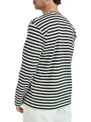 Play Comme Des Garcon Striped Heart-patch Long-sleeve T-shirt - White