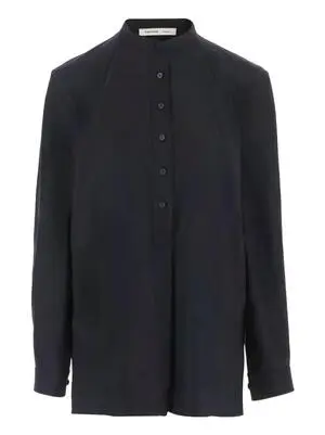 Carven Half-button Wool Shirt - Black