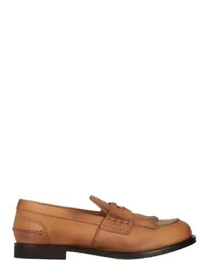Miu Miu Fringed Leather Loafers Brown