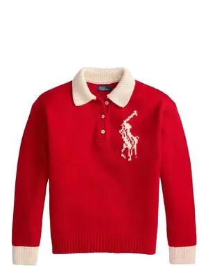 Polo Ralph Lauren Wool Logo Intarsia Sweater - Red