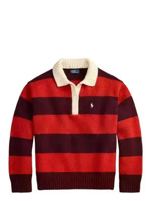 Polo Ralph Lauren Striped Rugby Polo Sweater - Red