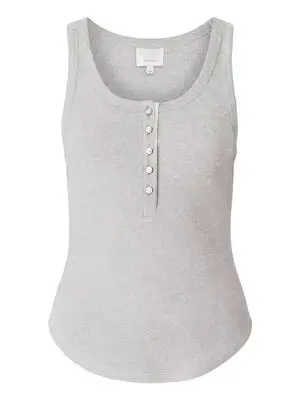 Cinq À Sept Ripley Ribbed Tank Top With Crystal Embellishment - Grey