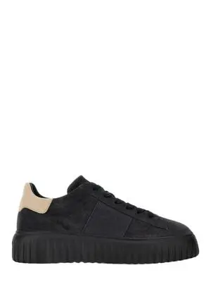 Hogan H-stripes Suede Sneakers With Logo Detail - Blue