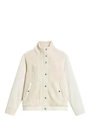 Woolrich Ribbed Long-sleeve Bomber Jacket - Neutrals