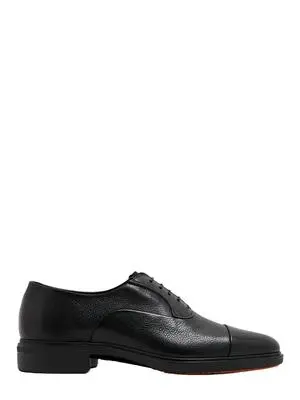 Santoni Cap-toe Leather Oxford Shoes - Black