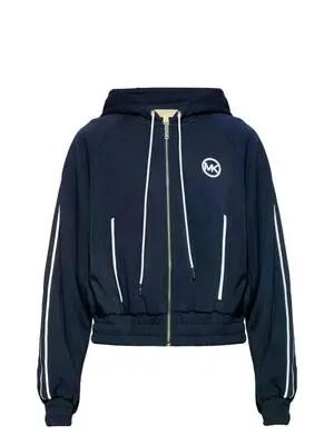 Michael Kors Logo Embroidered Zip-up Hoodie - Blue