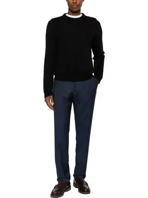 DRUMOHR Ribbed Knit Wool Crew Neck Jumper - Black
