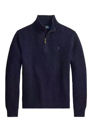 Polo Ralph Lauren Waffle Knit Quarter-zip Sweater - Blue