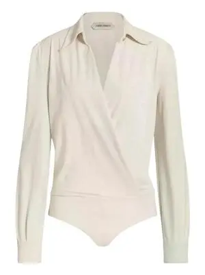 Alberta Ferretti Wrap-style Long-sleeve Blouse - Neutrals