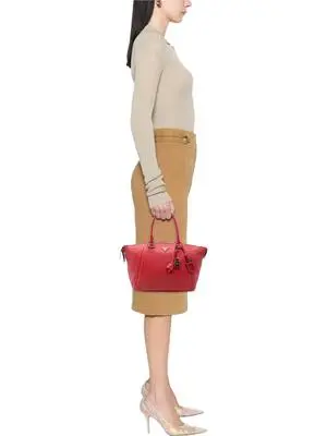 Prada Vitello Daino Double Handle Satchel - Red