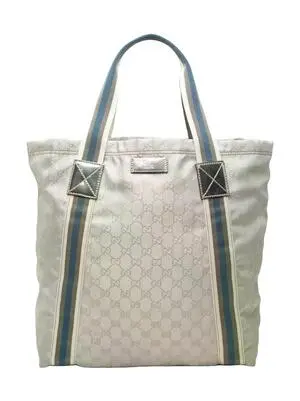 Gucci Gg Canvas Web Tote Bag - Grey