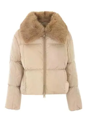 Herno Padded Jacket With Detachable Faux Fur Trim - Neutrals