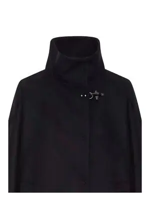 FAY ARCHIVE Wool Cape-clasp Coat - Black
