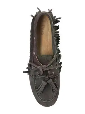 POSA Tassel Detail Fringed Loafers - Grey