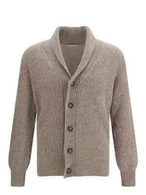 BROOKSFIELD Shawl-collar Ribbed-knit Cardigan - Neutrals