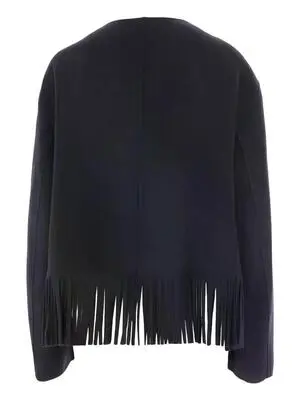 Carven Fringe-trimmed Double-breasted Jacket - Blue