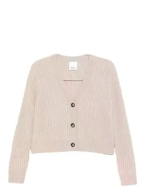 ALLUDE Ribbed V-neck Cardigan - Neutrals