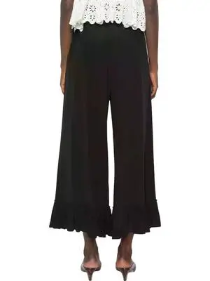 Chloé Silk Crepe De Chine Trousers With Ruffled Hem - Black
