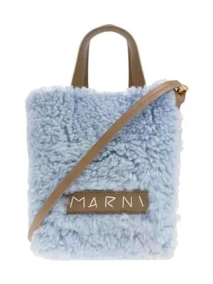 Marni Shearling Leather Tote Bag - Blue