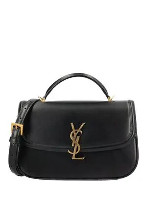 Saint Laurent Solferino Small Top-handle Bag In Box Leather - Black
