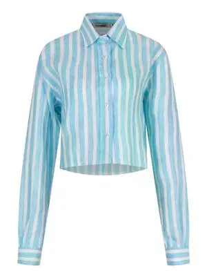 PARAMIDONNA Striped Linen Shirt - Blue