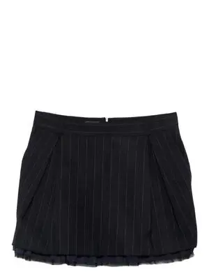 Pinko Pinstriped Pleated Mini Skirt With Tulle Trim - Blue