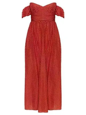 Matteau Polka-dot Off-shoulder Maxi Dress - Red
