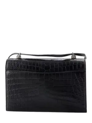 Saint Laurent Babylone Crocodile Embossed Leather Small Crossbody Bag - Black