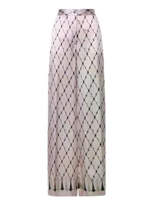 GENNY Rope-print Silk Trousers - Pink