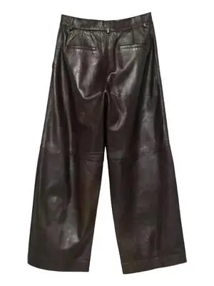 P.a.r.o.s.h Leather Wide-leg Trousers - Brown
