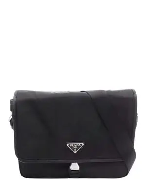 Prada Re-nylon Logo-plaque Messenger Bag - Black