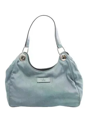 Gucci 2000s Canvas Leather Shoulder Bag - Blue