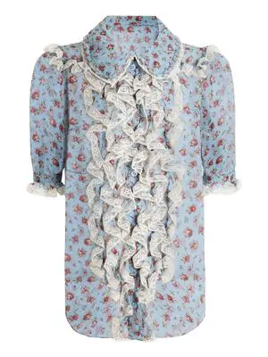 Dolce & Gabbana Rose-print Chiffon Shirt - Multicolor