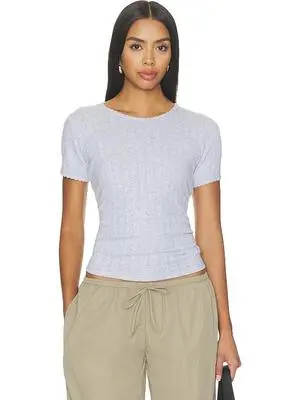 LESET Pointelle Slim Fit Tee In . Also - Grey