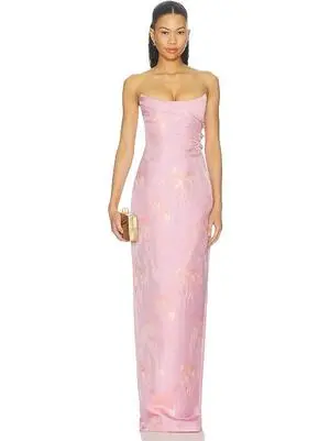 SAU LEE Savie Jacquard Gown In . Also - Pink