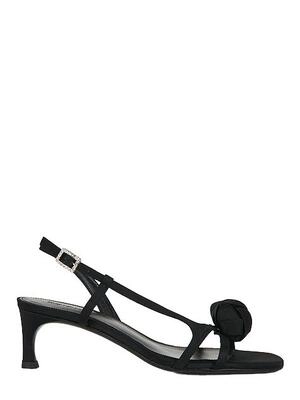 ROTATE BY BIRGER CHRISTENSEN Mid Heel Knot Satin Strappy Sandal - Black