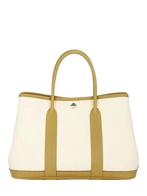FWRD RENEW Hermes Toile & Leather Garden Party 30 Tote Bag - Brown