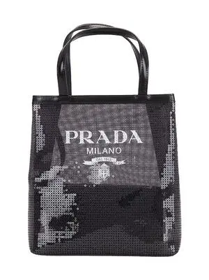 FWRD RENEW Prada Rete Paillettes Tote Bag - Black