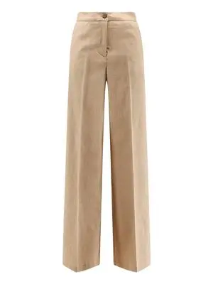 Pinko Jacopone Linen And Viscose Wide-leg Trousers - Brown