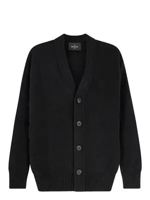 GRAN SASSO Virgin Wool V-neck Cardigan - Black