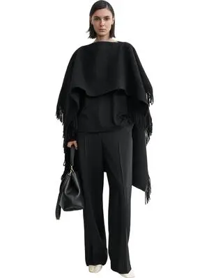 TOTEME Fringed Poncho - Black